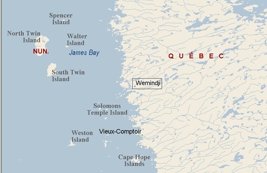 Where is Wemindji, Quebec regional map & More