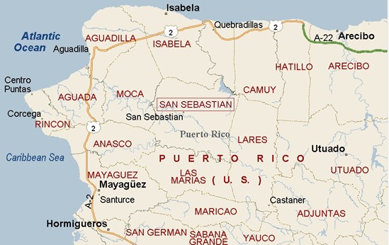 San Sebastian, Puerto Rico Area Map & More