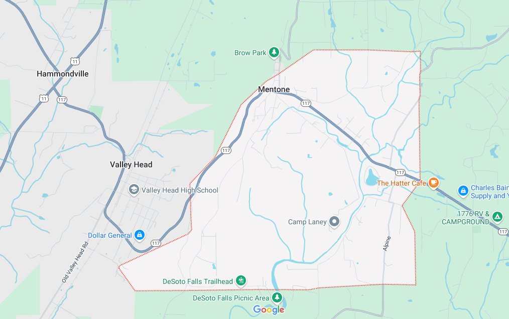 Where Is Mentone Alabama LOCAL MAP