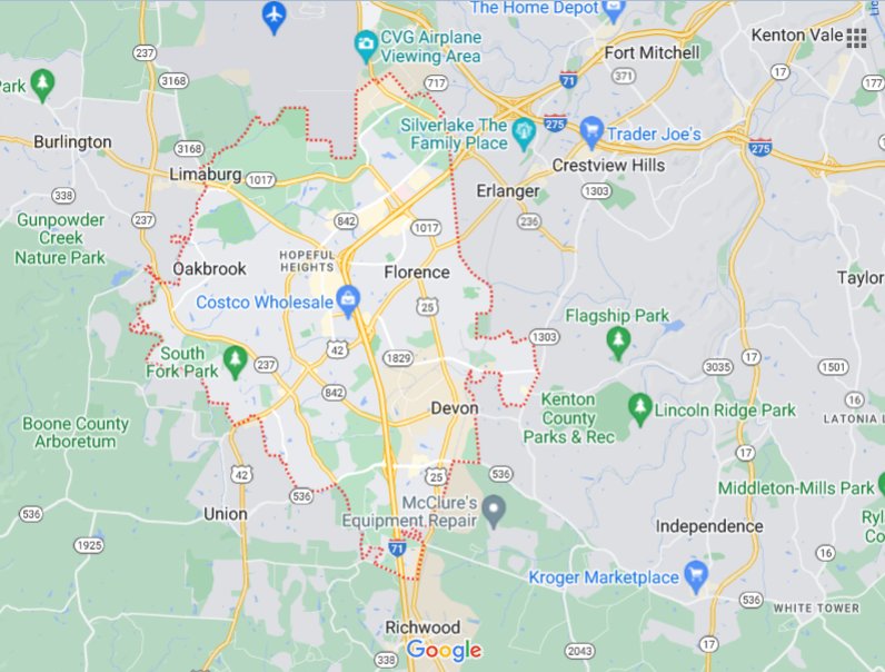 41042 Zip Code Area Map Details 41042 Zip Code Area Map Details